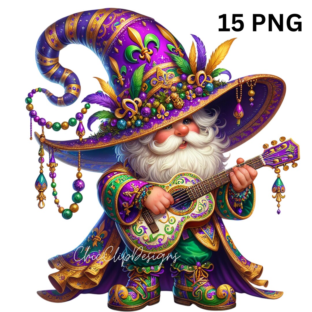 15 PNG Watercolor Mardi Gras Gnomes Clipart, Festive Gnome PNG, Fleur ...