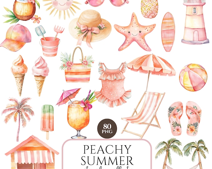 Yellow Summer Watercolor Clipart, Summer Beach Graphics, Beach Vacation ...