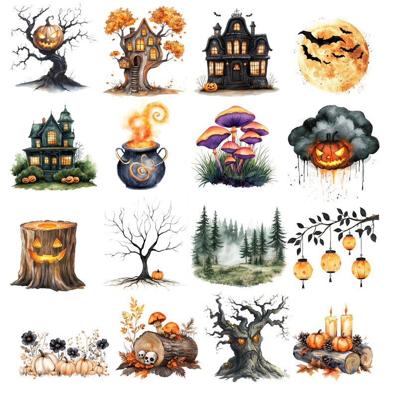 Halloween Woodland Animals Clipart Bundle, Cute Fall Halloween PNG ...
