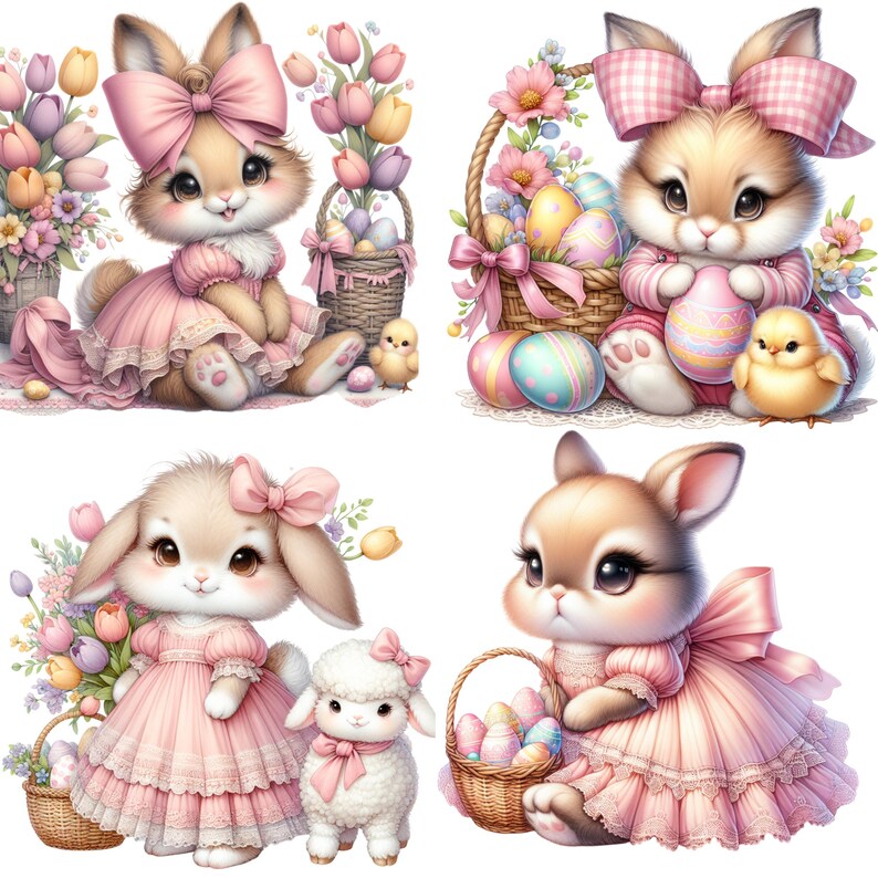 21 PNG Easter Bunny Clipart Bundle, Easter Bunny Clipart, Easter ...