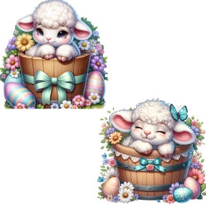 18 PNG Easter Lamb Clipart Bundle,easter Clipart, Easter PNG Graphics ...