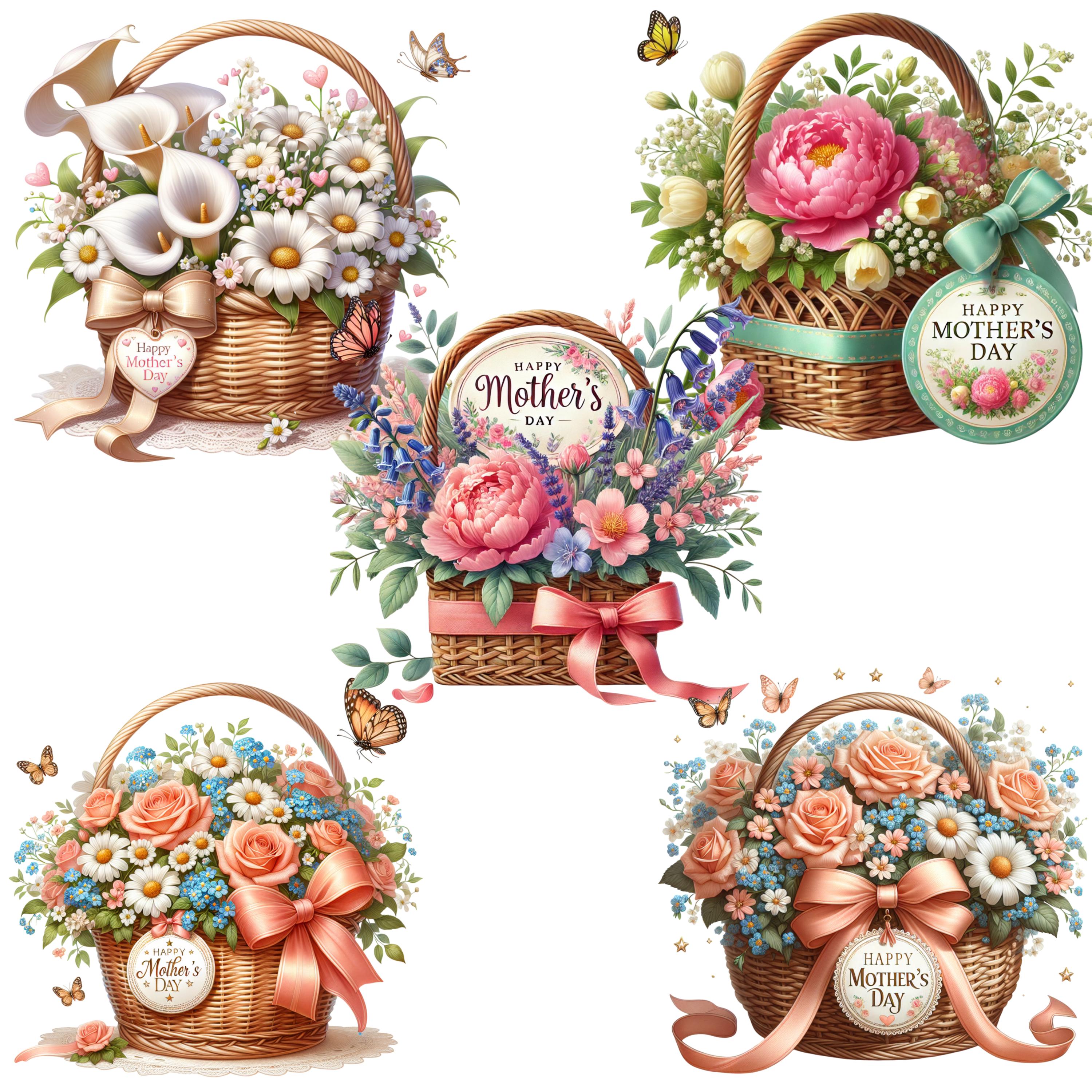 40 PNG Happy Mothers Day Clipart, Watercolor Floral Clipart, Spring ...