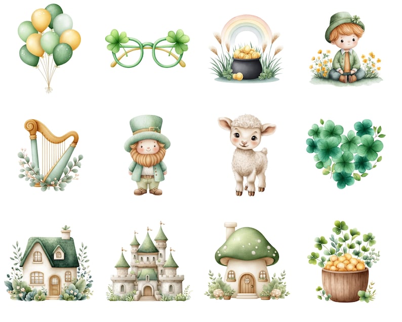 St. Patrick's Day Clipart, Watercolor, Cute Leprechaun, Saint Patrick's ...