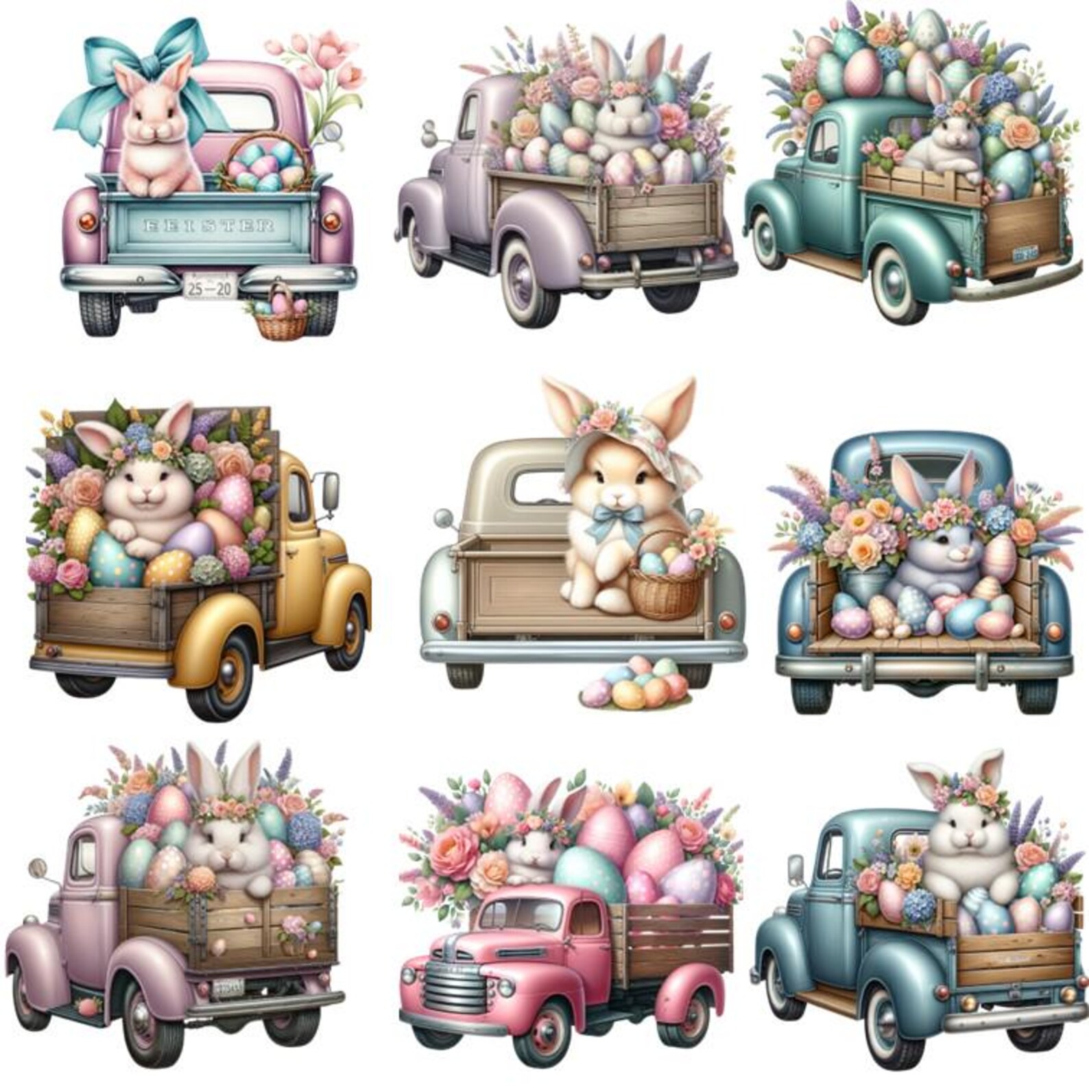 40 PNG Easter Bunny Truck Clipart, Easter Truck Clipart, Easter Bunny ...