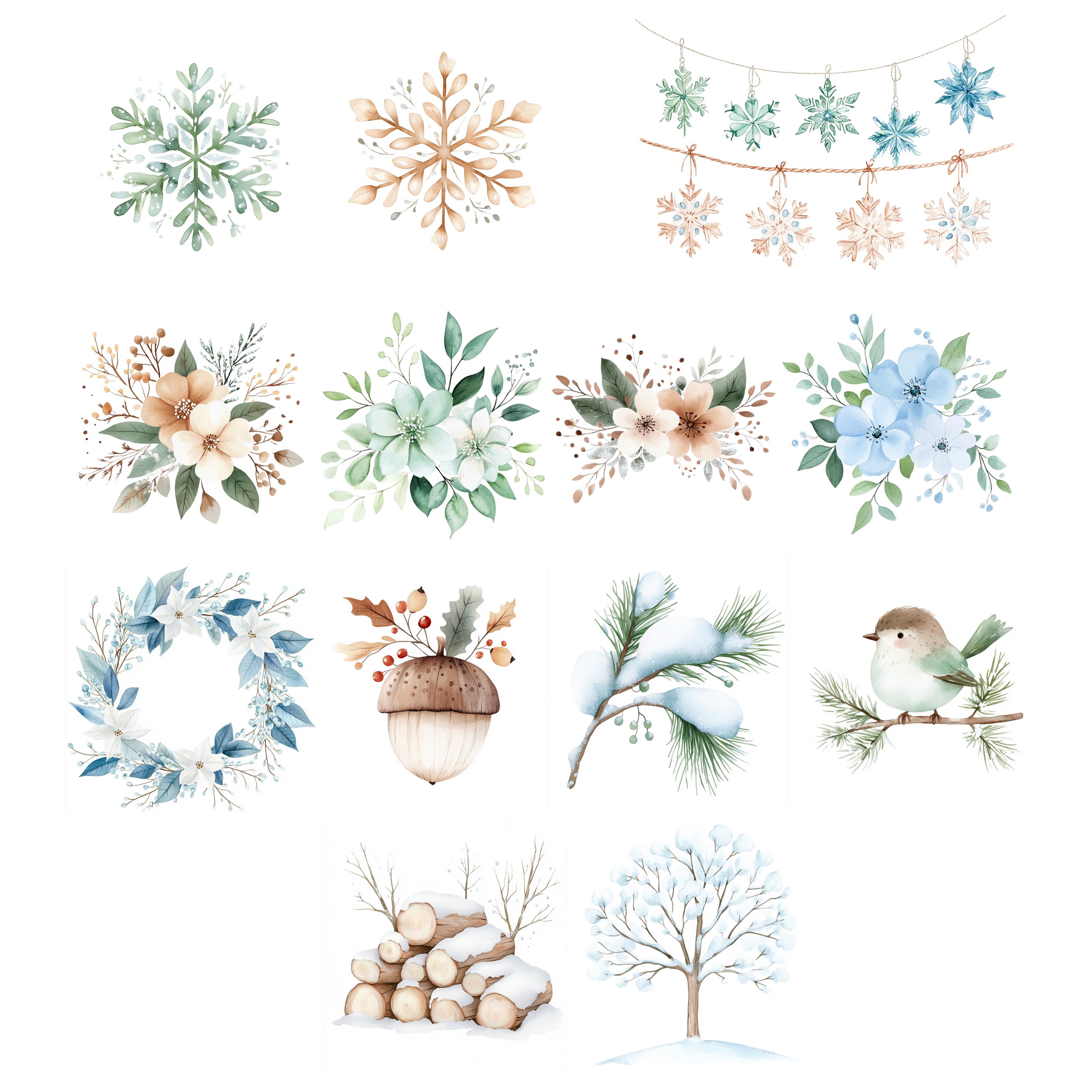 Cute Winter Fun Clipart, Whimsical Children Watercolor, Snow Activities ...