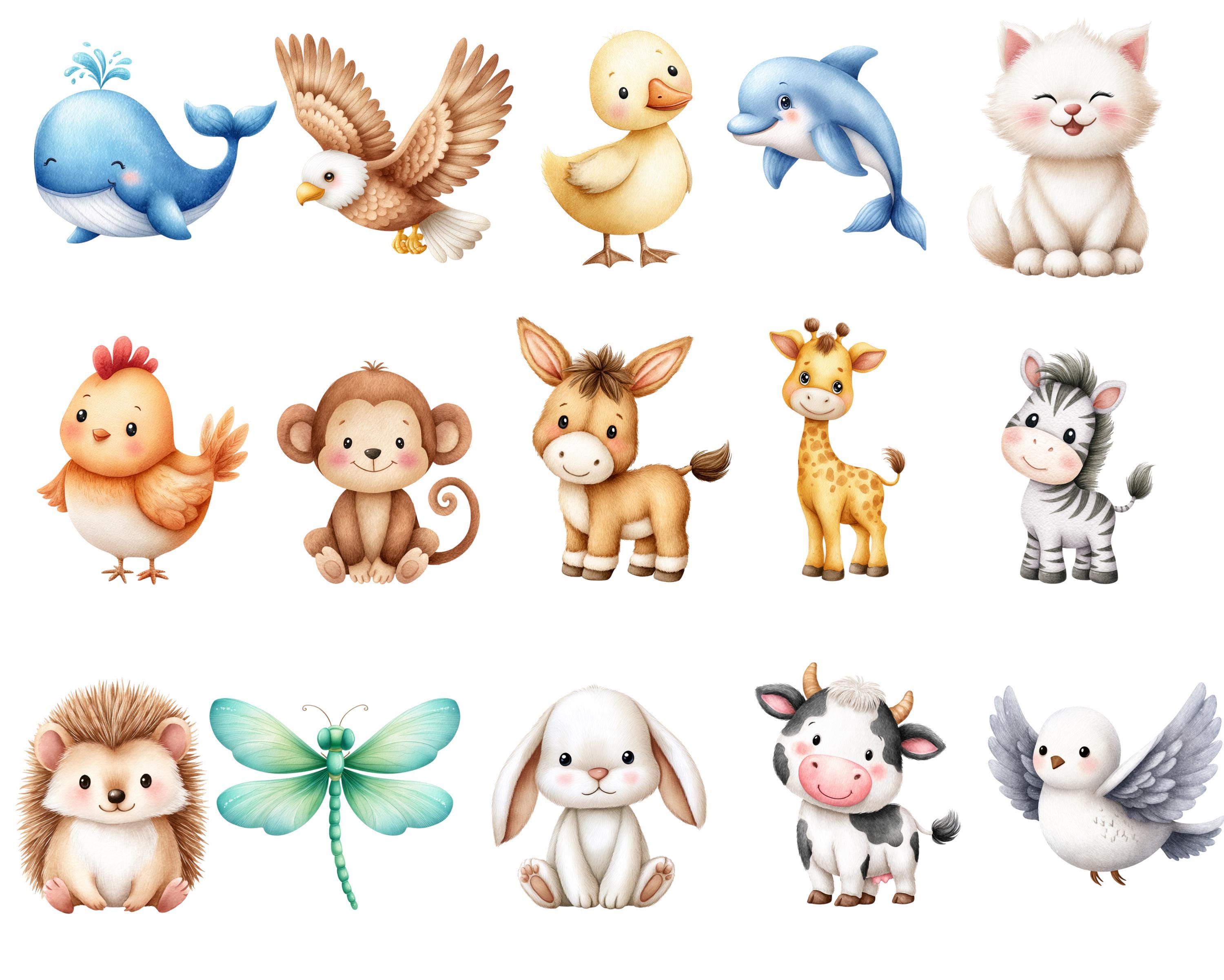 Cute Noah's Ark Watercolor Clip Art, Nursery Decor, Bibble Clipart ...