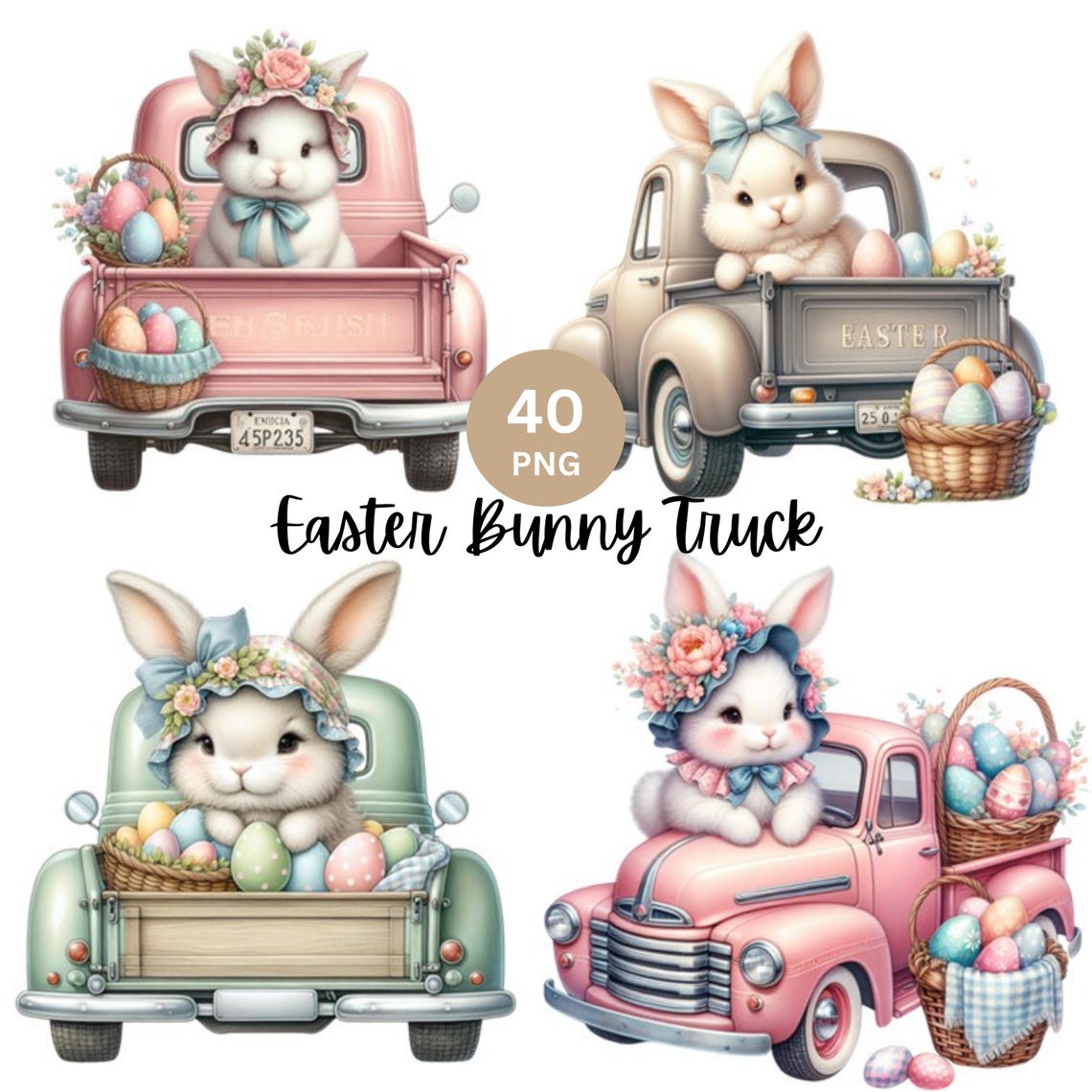 40 PNG Easter Bunny Truck Clipart, Easter Truck Clipart, Easter Bunny ...
