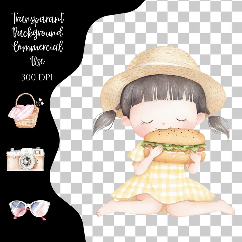 Watercolor Picnic Animals Clipart, Cute Picnic Party PNG, Basket ...