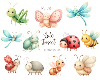 Cute Little Love Bugs Clipart, Insects Clipart, Spring Clip Art Bundle ...