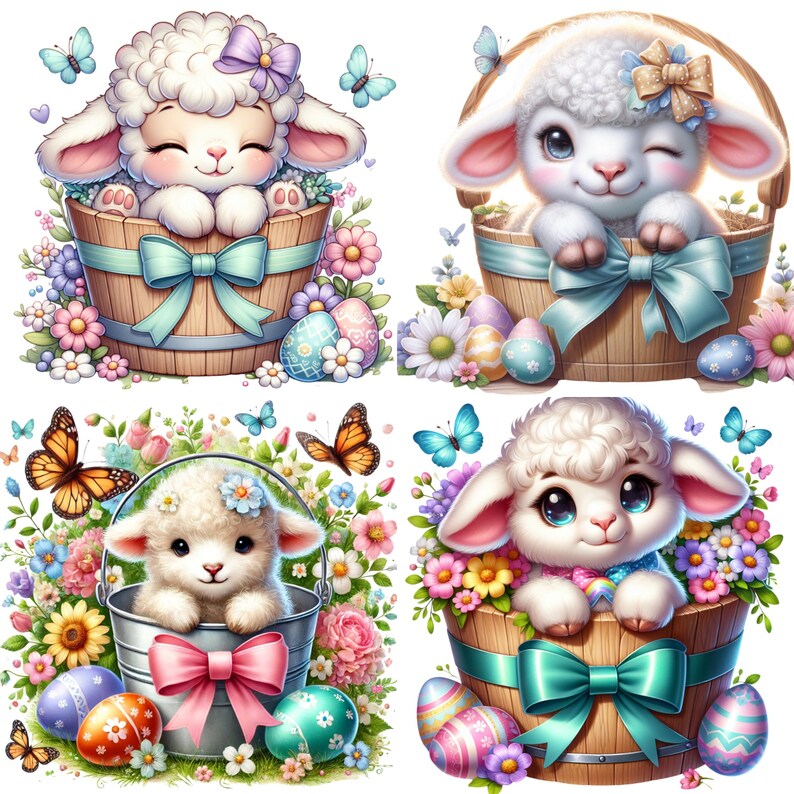 18 PNG Easter Lamb Clipart Bundle,easter Clipart, Easter PNG Graphics ...