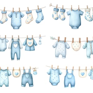 Baby Boy Nursery Clipart, Watercolor, Baby Shower Png, Crib, Stroller ...