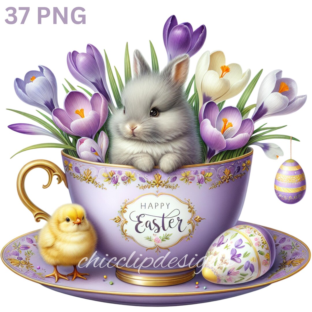 37 PNG Easter Bunny Clipart Bundle, Easter Clipart, Easter Png Graphics ...