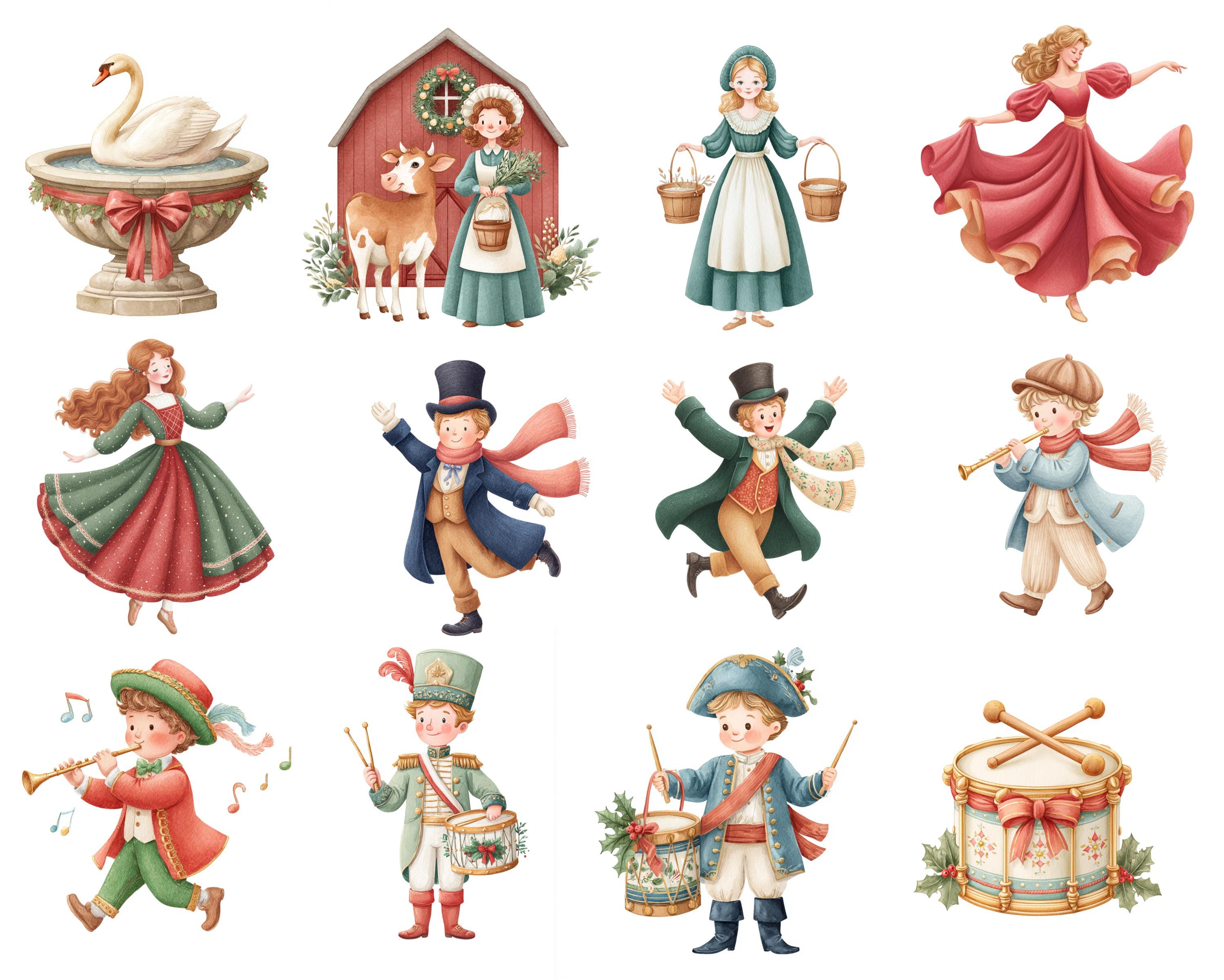 12 Days of Christmas Clipart, Vintage Victorian Twelve Day Clip Art ...