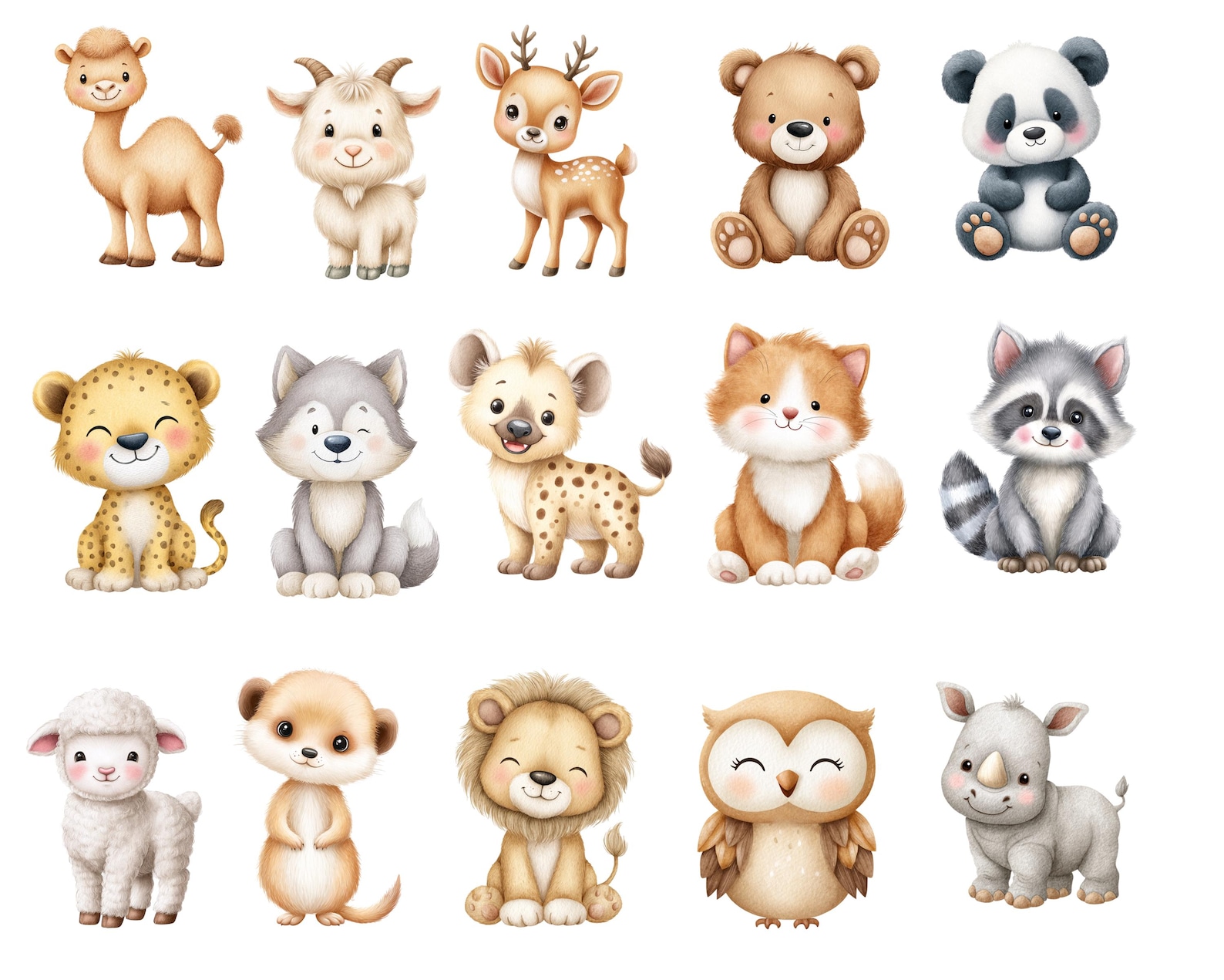 Cute Noah's Ark Watercolor Clip Art, Nursery Decor, Bibble Clipart ...