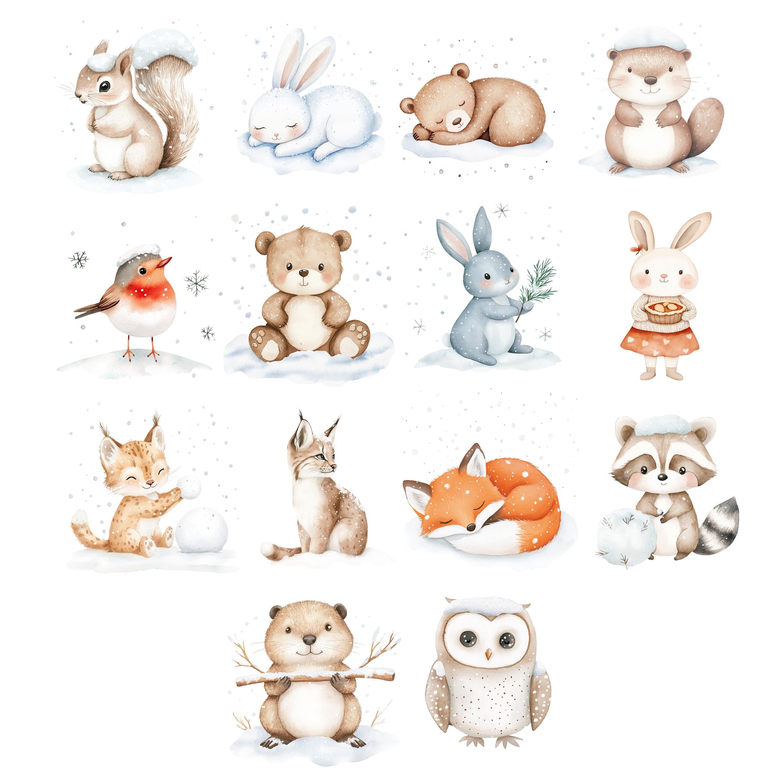 Snowy Animals Clipart, Winter Woodland, Winter Animals, Snowy Forest ...