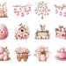 Pink Easter Watercolor Clipart Bundle. Bunny, Rabbit, Eggs, Commercial ...