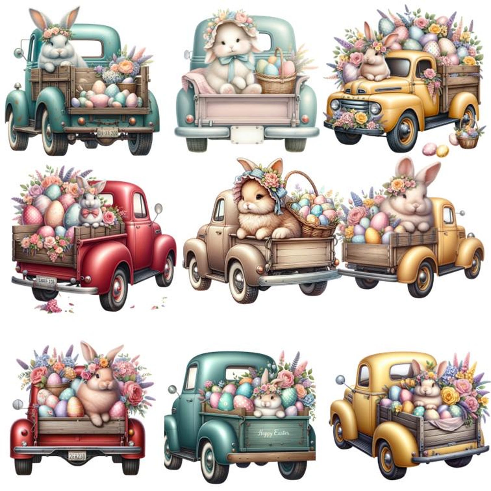 40 PNG Easter Bunny Truck Clipart, Easter Truck Clipart, Easter Bunny ...