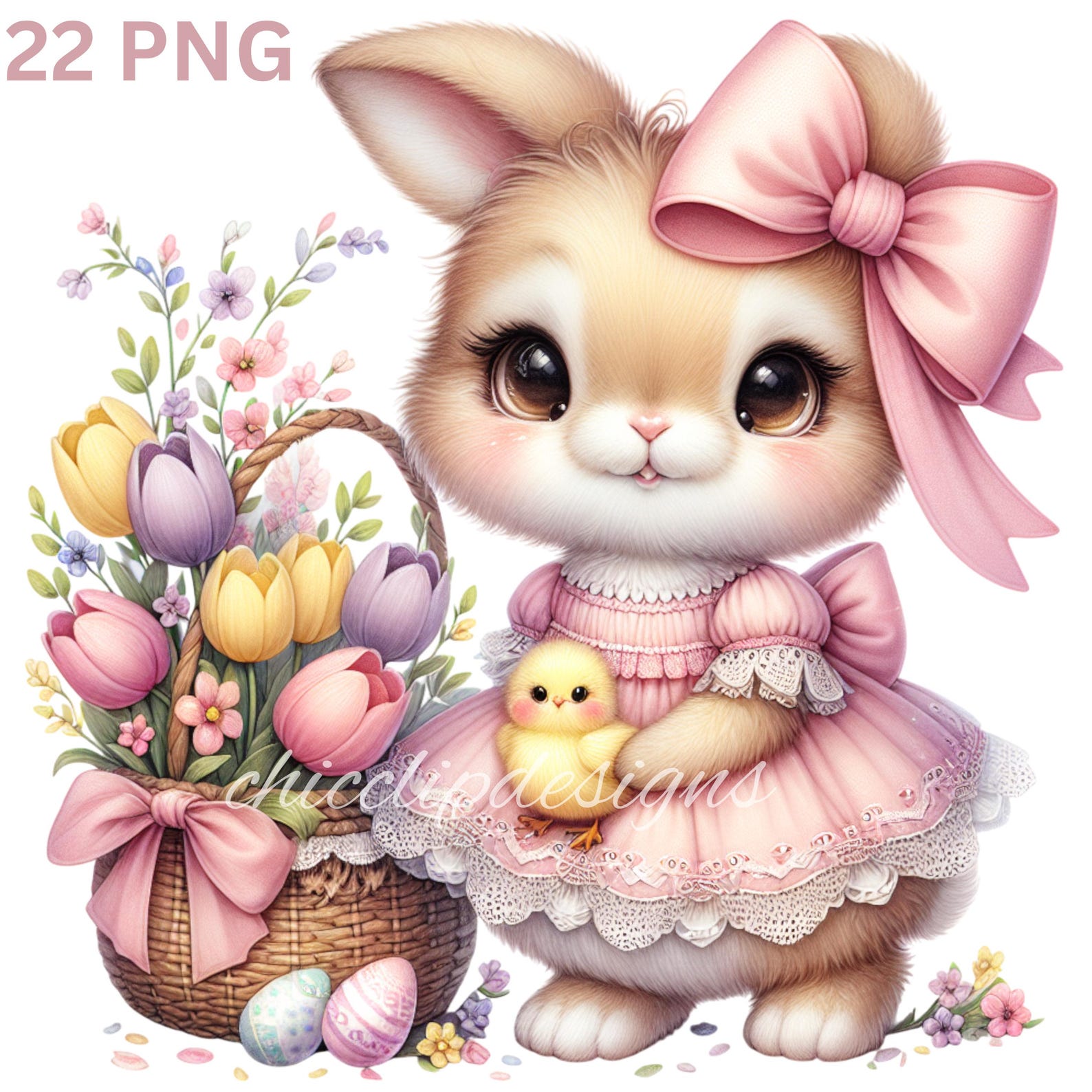 22 PNG Easter Bunny Clipart Bundle, Easter Bunny Clipart, Easter ...