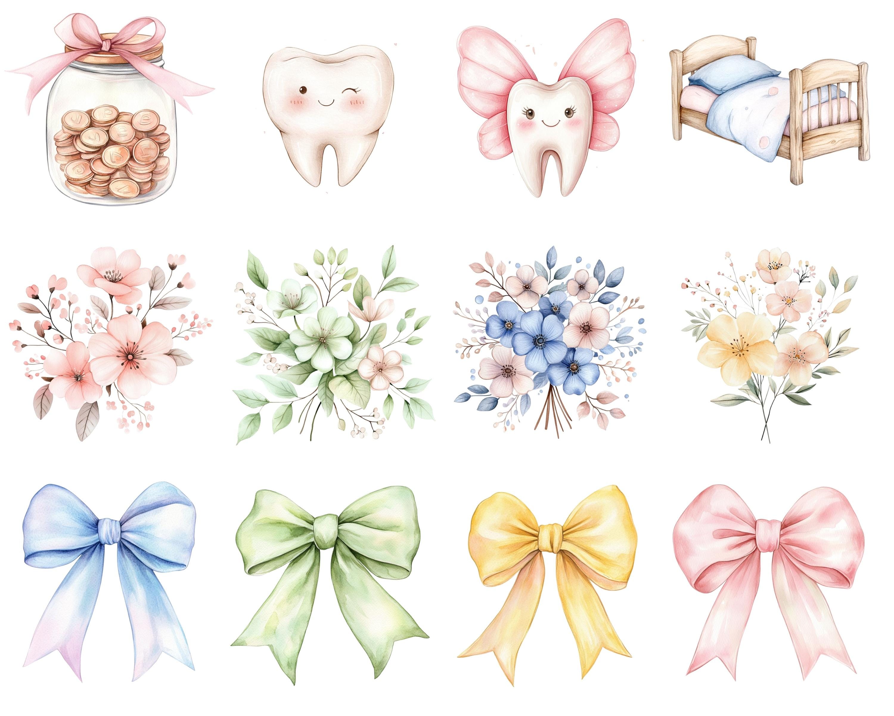 Tooth Fairy Clipart, Watercolor Lost Tooth Clip Art, for Kids ...