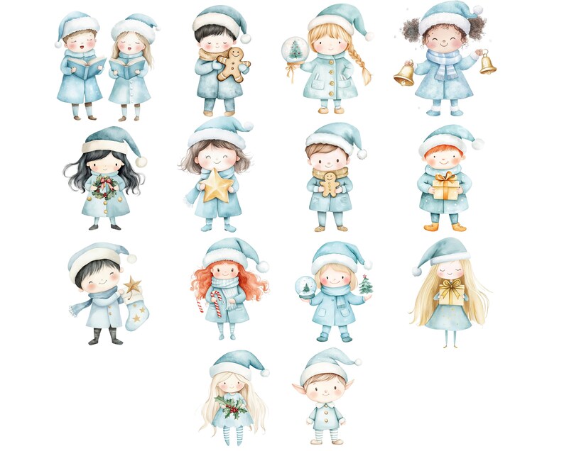 Blue Christmas Clipart Pack, Winter Wonderland Clipart, Blue Christmas ...