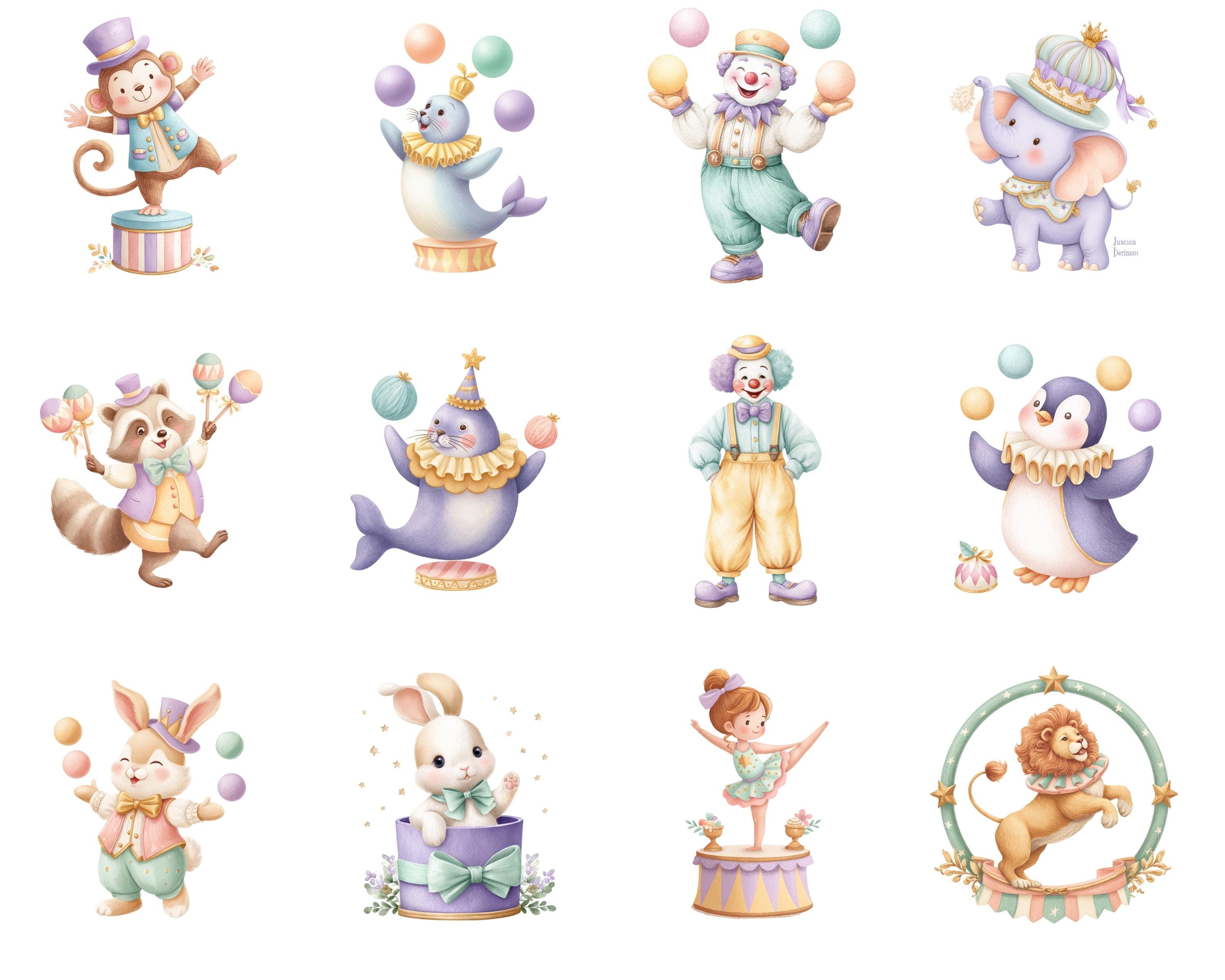 Pastel Circus Clipart, Watercolor, Carnival Clipart, Circus PNG, Cute ...