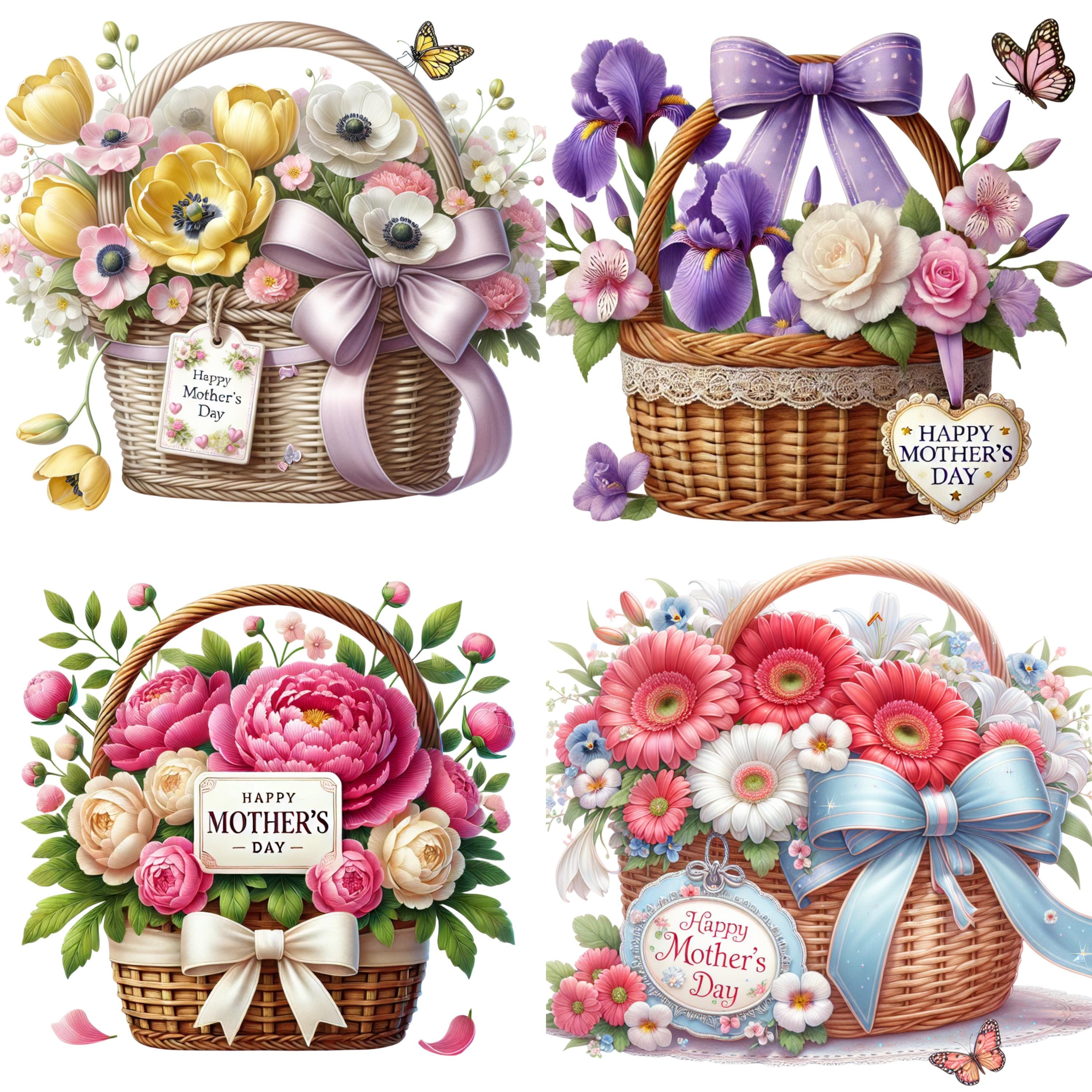 40 PNG Happy Mothers Day Clipart, Watercolor Floral Clipart, Spring ...