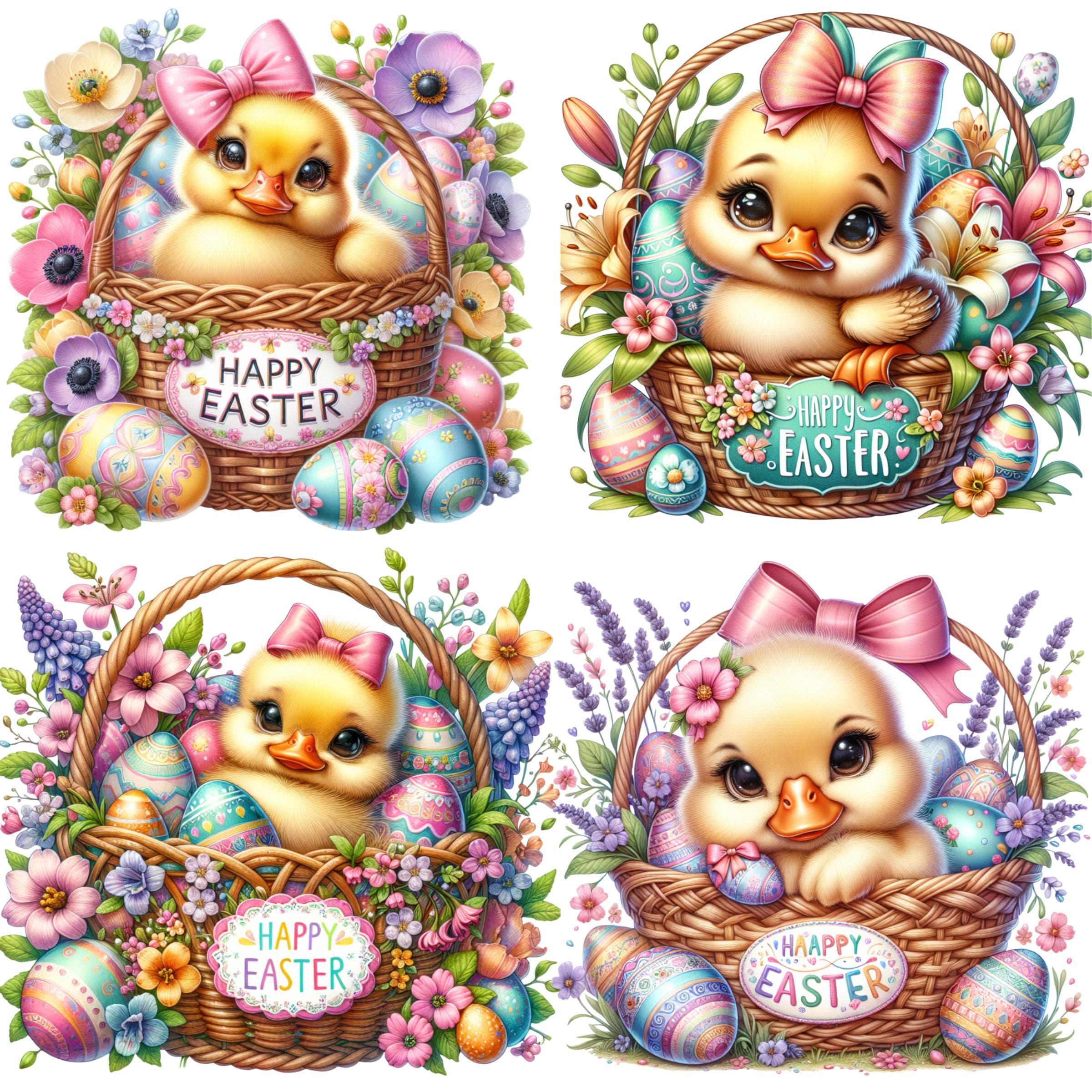 20 PNG Easter Duck Clipart Bundle, Cute Spring Duck PNG, Watercolor ...