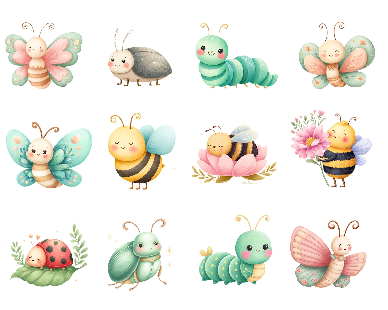Cute Little Bugs Clipart, Insects Clipart, Spring Clip Art Bundle ...