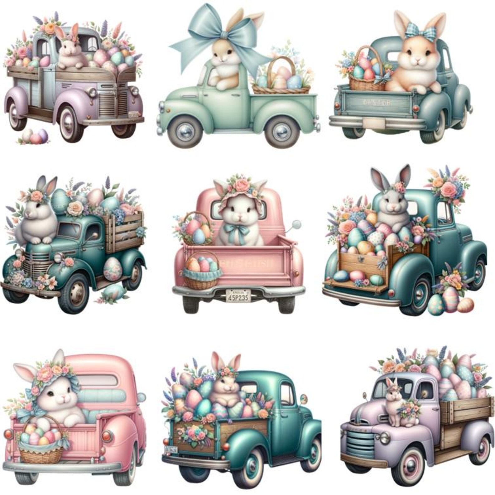 40 PNG Easter Bunny Truck Clipart, Easter Truck Clipart, Easter Bunny ...