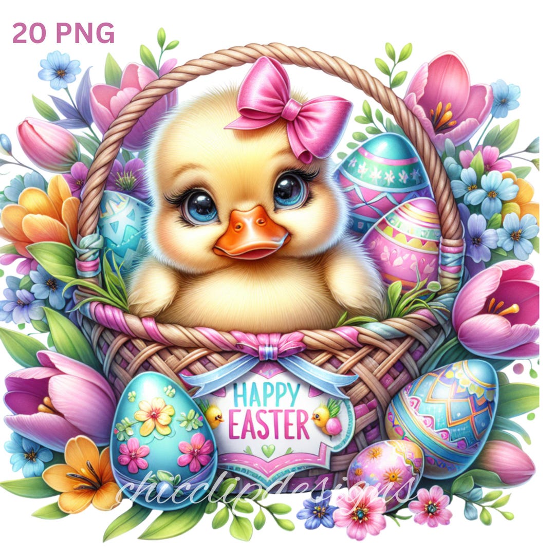 20 PNG Easter Duck Clipart Bundle, Cute Spring Duck PNG, Watercolor ...
