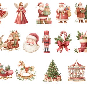 Watercolor Christmas Clipart Set | Cute Santa’s Village With Reindeer ...