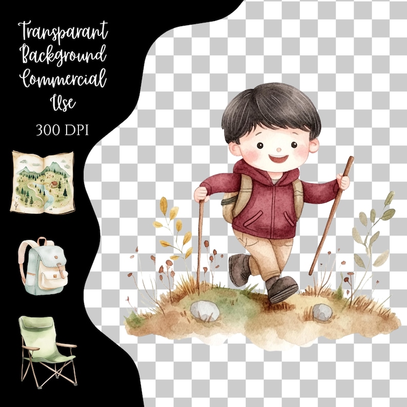 Cute Camping Clipart Bundle, Outdoor Adventure PNG, Nature Vacation ...