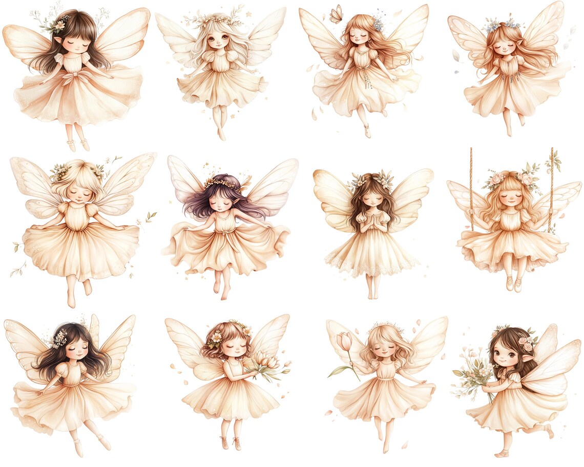 Boho Princess Clipart, Neutral Fairy Tale PNG Bundle, Beige Castle and ...