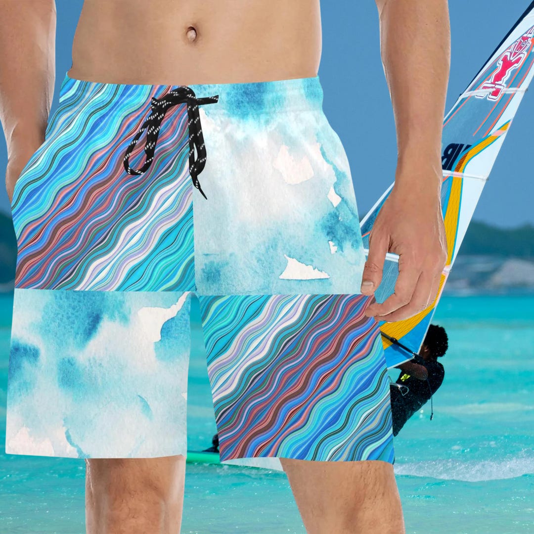 Abstract Ocean Wave Board Shorts - Men's Summer Swim Trunks - Etsy