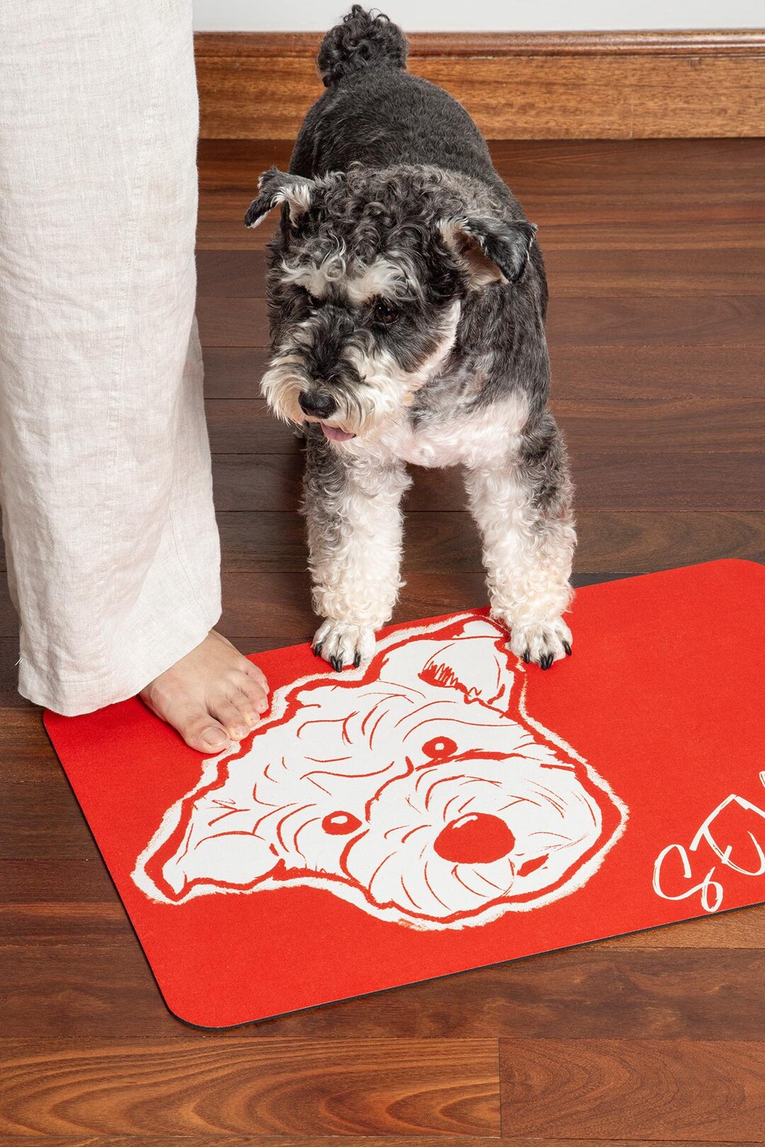 Custom Line Art Pet Bath Mat | Personalized Diatomite Bath Rug With Pet ...
