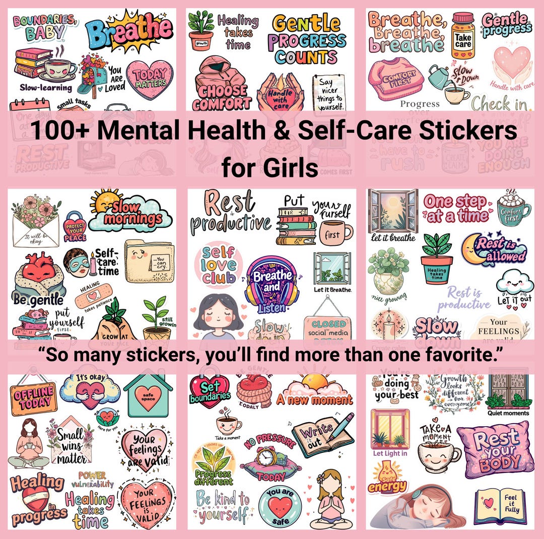 Mental Health Stickers for Girls, Self-care Affirmation Stickers ...