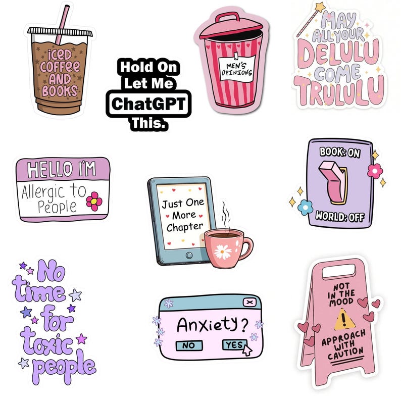 150+ Girly Aesthetic Stickers Pink Kawaii Digital and Printable PNG ...