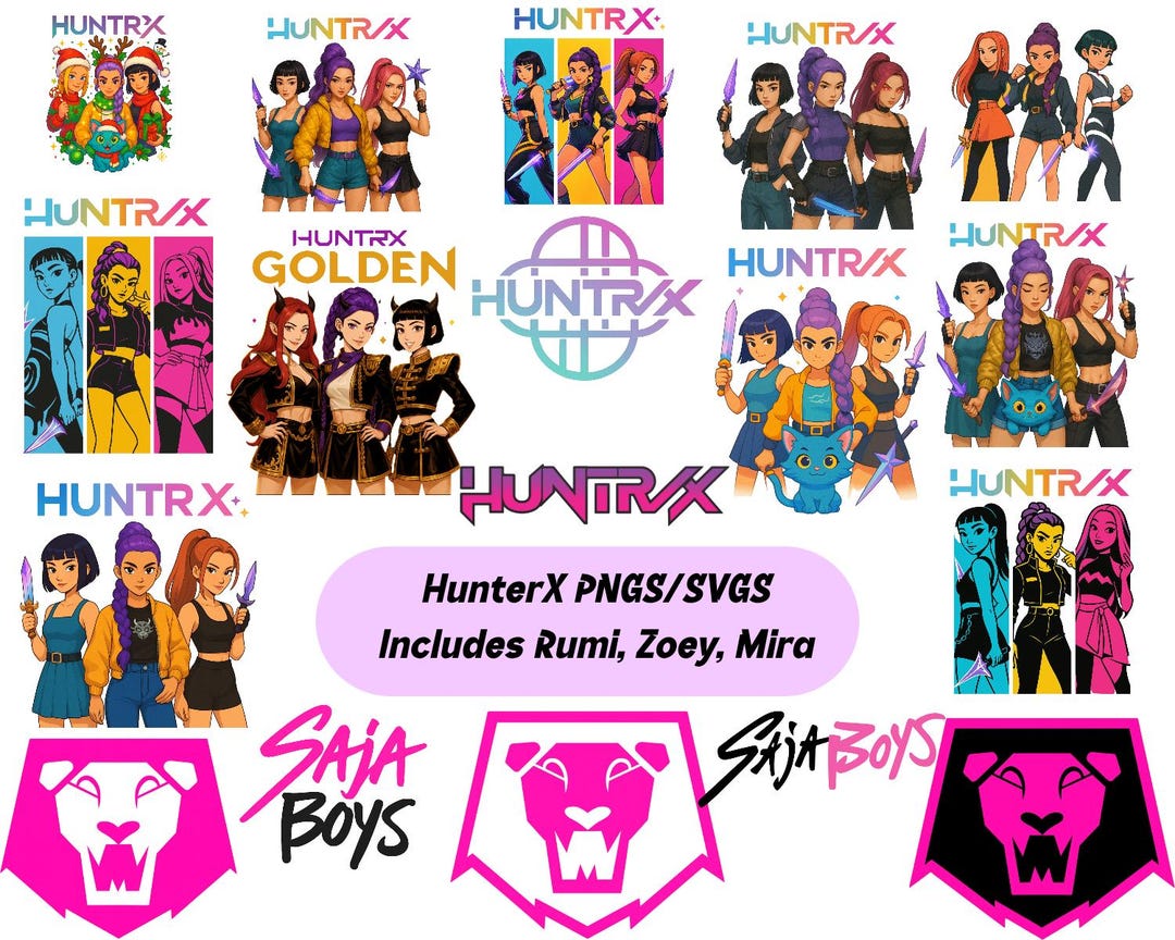 Kpop Demon Hunter Logo Bundle PNG SVG, Kpop Demon Hunters Sticker Pack ...