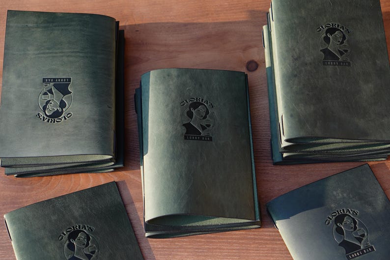 Vintage Leather Restaurant Menu Folder: Embossed Logo, A4 A5 - Etsy
