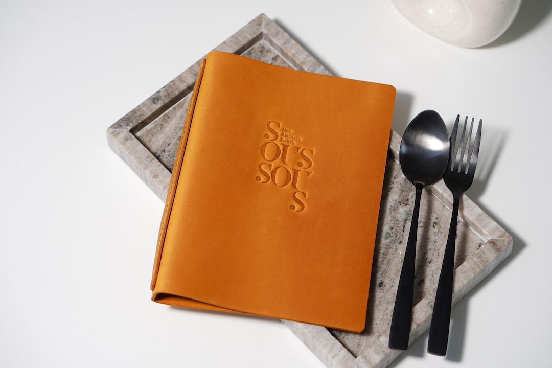 Embossed Logo Leather Menu Folder: Custom Restaurant Menu, A4 A5 - Etsy