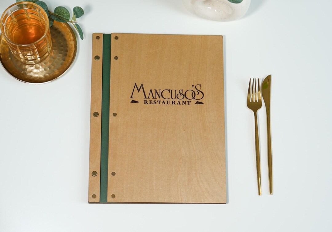Customizable Wood Menu Cover: A4 Restaurant Menu Folio With Logo - Etsy