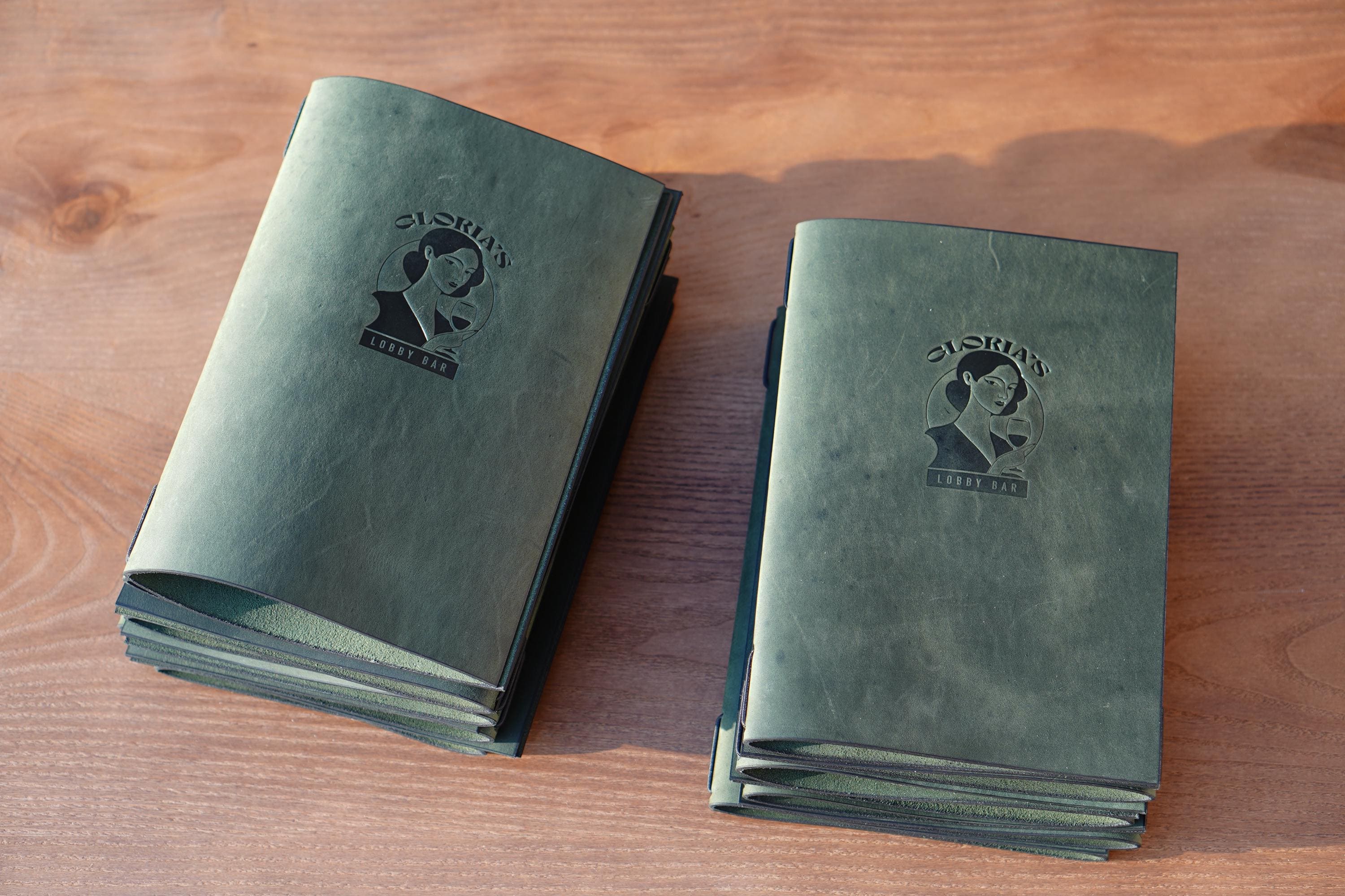 Vintage Leather Restaurant Menu Folder: Embossed Logo, A4 A5 - Etsy