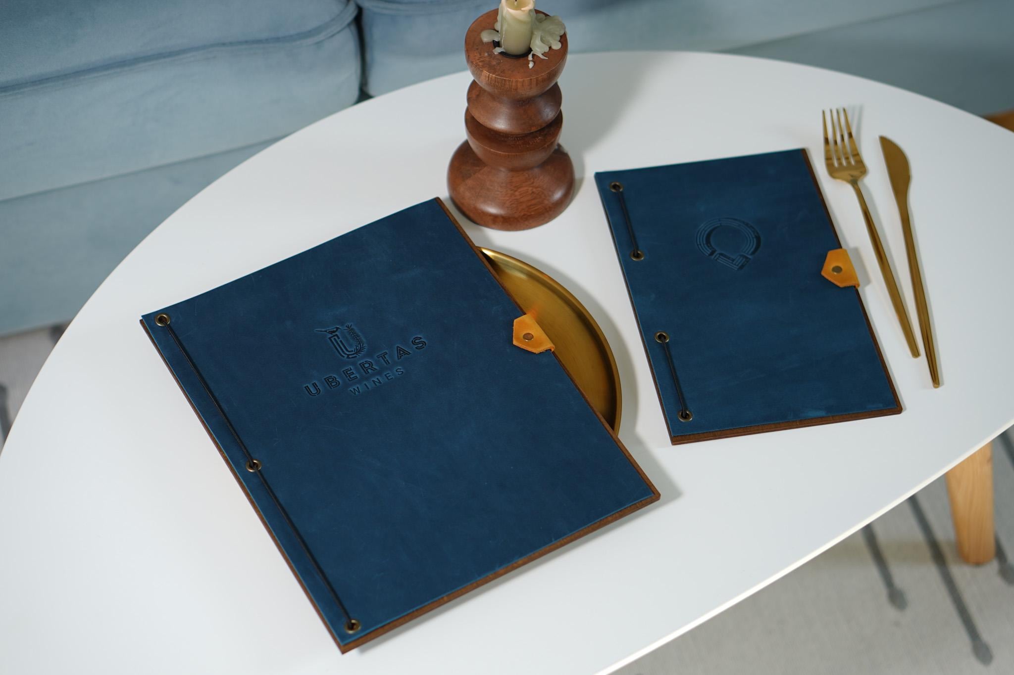 Embossed Logo Leather Menu Folder: Vintage Wood Menu Board - Etsy