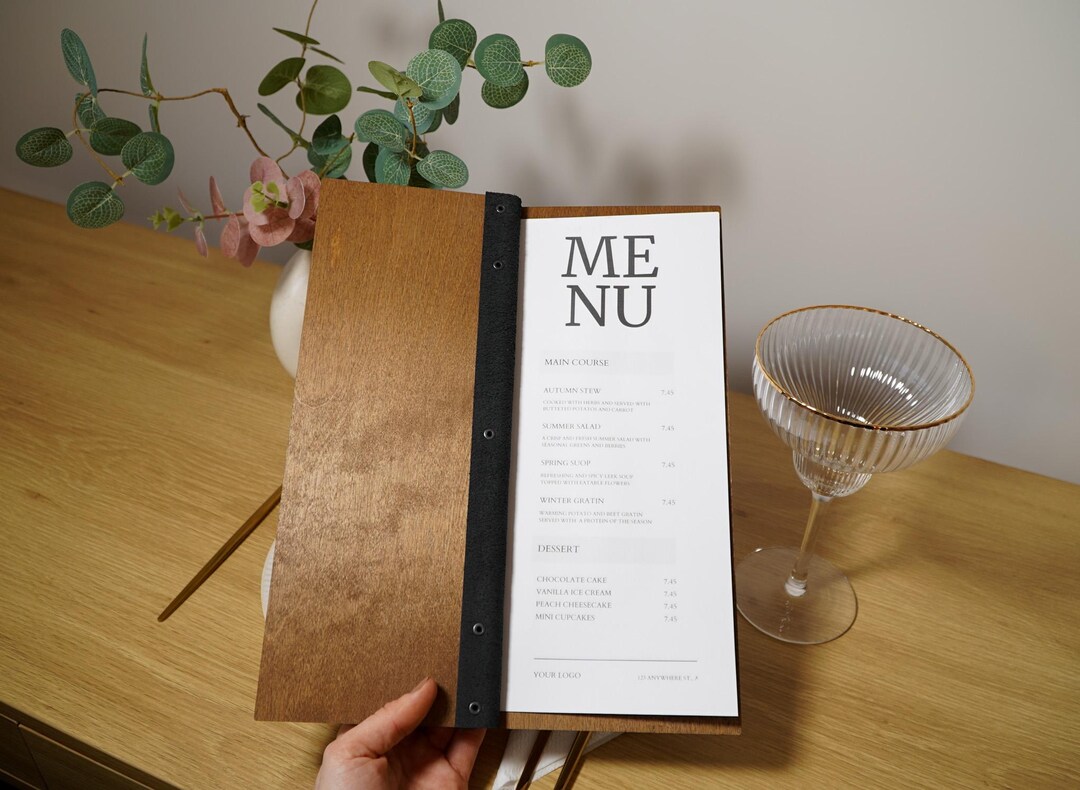 Personalized Wood Drink Menu Cover: Logo Engraved Wine List Holder - Etsy