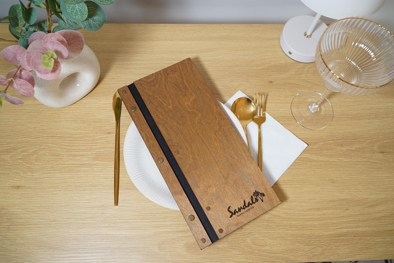 Personalized Wood Drink Menu Cover: Logo Engraved Wine List Holder - Etsy