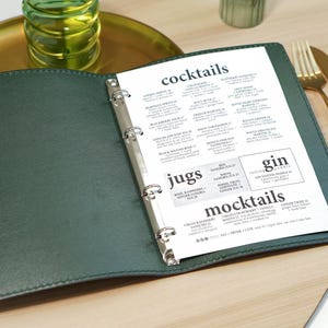 Leather Menu Holder With Ring Binder, Menu With Embosed Logo ...