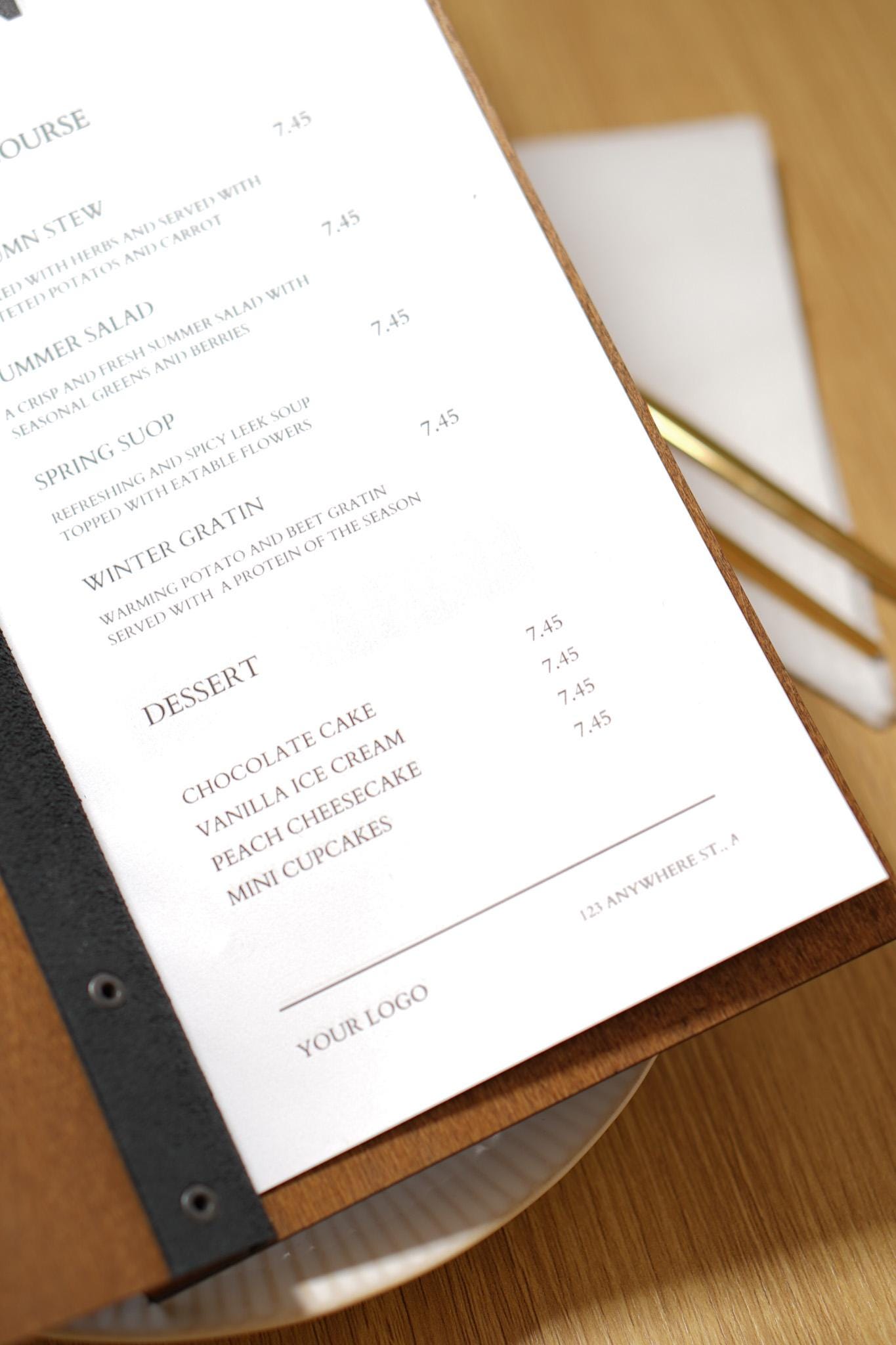 Personalized Wood Drink Menu Cover: Logo Engraved Wine List Holder - Etsy