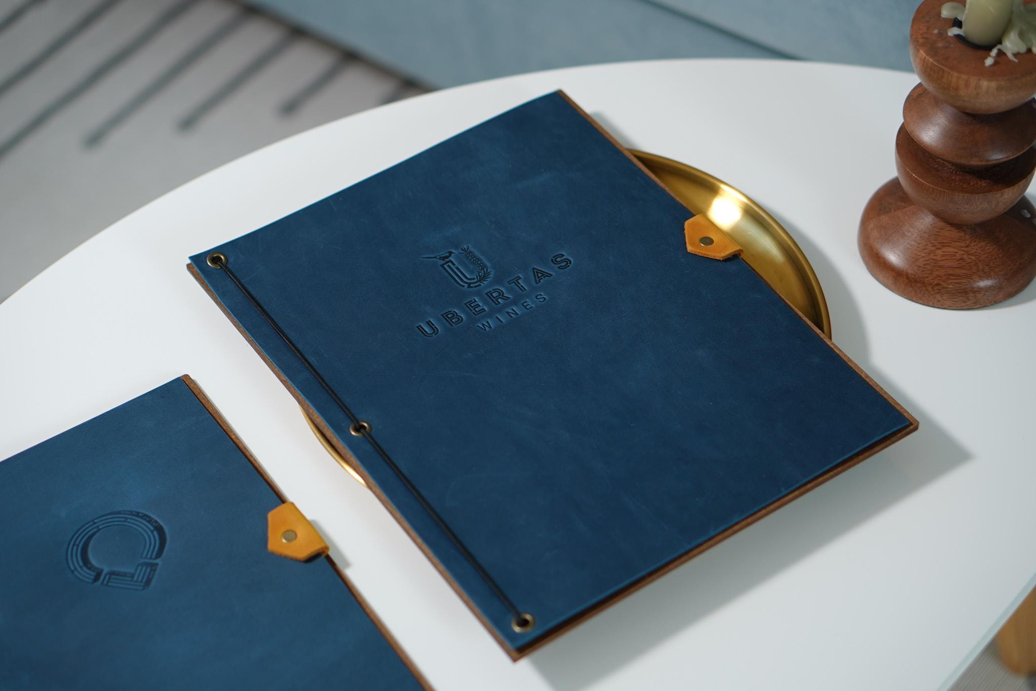 Embossed Logo Leather Menu Folder: Vintage Wood Menu Board - Etsy