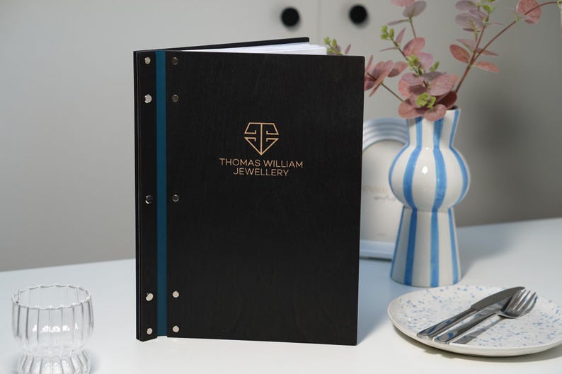 Logo Engraved Wood Menu Holder: A4 Restaurant Menu Cover - Etsy