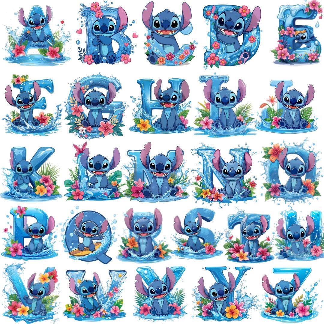 Stitch Alphabet PNG Set, Kids Party Font (digital Download) - Etsy